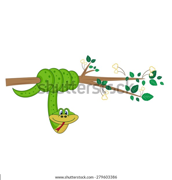 Snake Hanging On Tree Branch Stock Vector (Royalty Free) 279603386