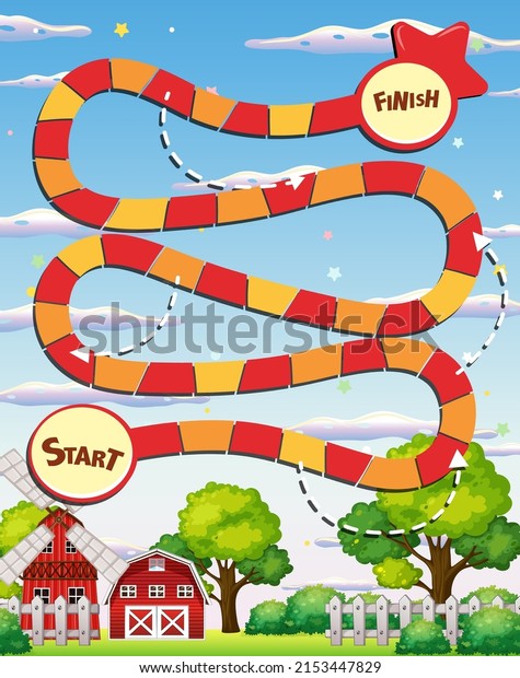 Snake Ladders Game Template Farm Theme 库存矢量图（免版税）2153447829 | Shutterstock