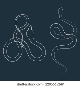 Snake Linear One Line Art Drawing Stock Vector (Royalty Free ...