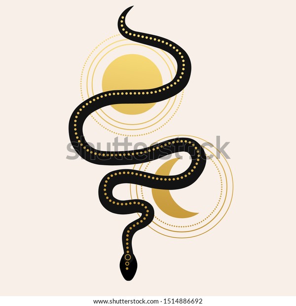 Snake Moon Sun Vector Illustration Stock Vector (Royalty Free) 1514886692