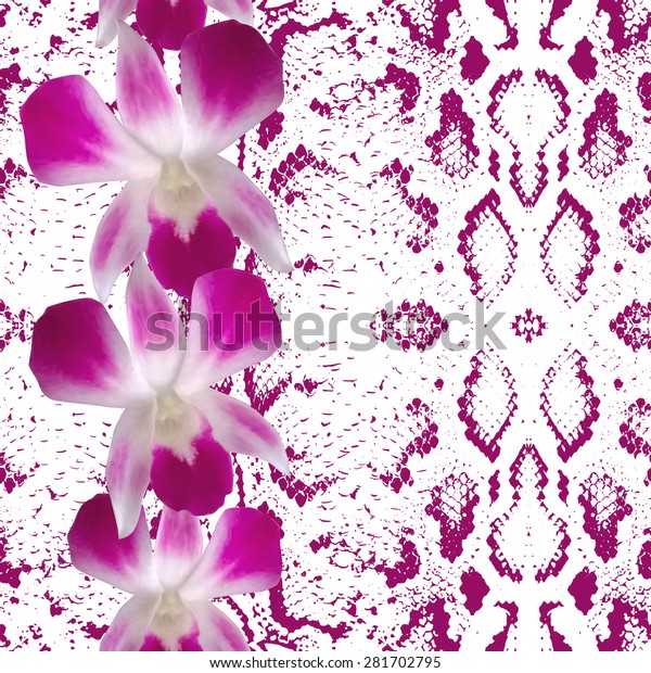Snake Skin Texture Pink Flowers Orchid Stock Vector (Royalty Free ...