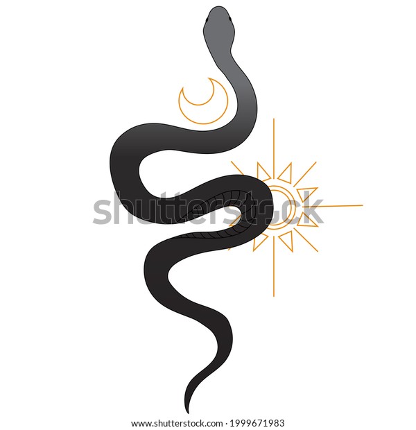Snake Sun Moon Tattoo Design Snake Stock Vector (Royalty Free ...