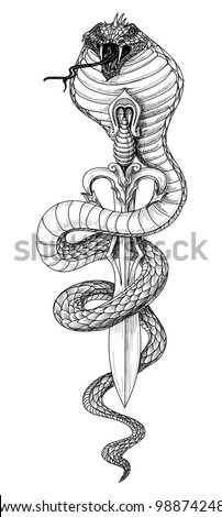 Snake Sword Detailed Pencil Drawing Stock Vector (Royalty Free ...