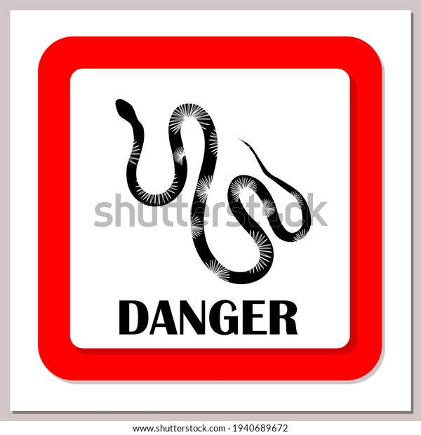 Snake Warning Sign Danger Poisonous Snakes Stock Vector (Royalty Free ...