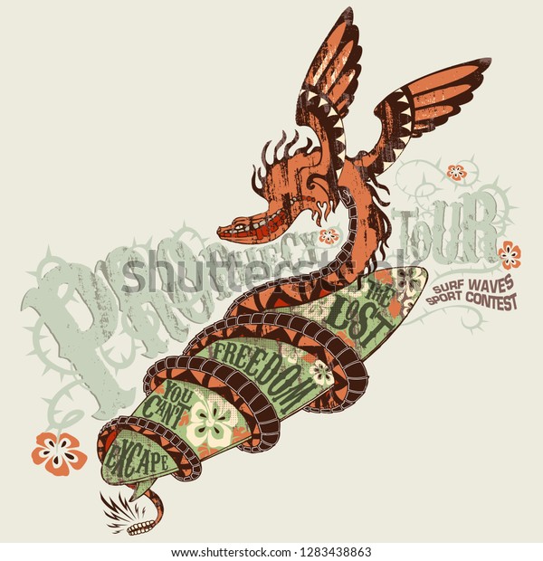 Snake Wrap Around Surf Board Stock Vector (Royalty Free) 1283438863 ...