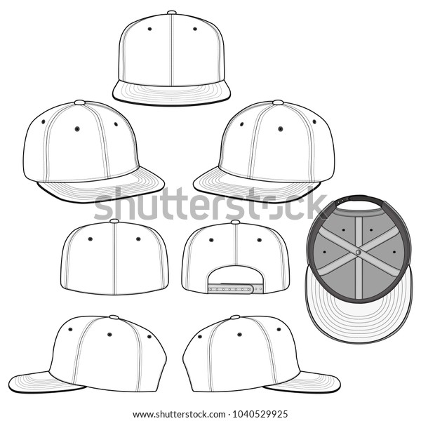 Snapback Vector Illustration Flat Sketches Template Stock Vector ...