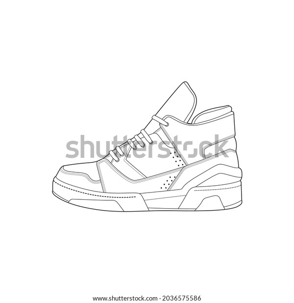 Sneaker Drawing Vector Line Art Sneakers Stock Vector (Royalty Free ...
