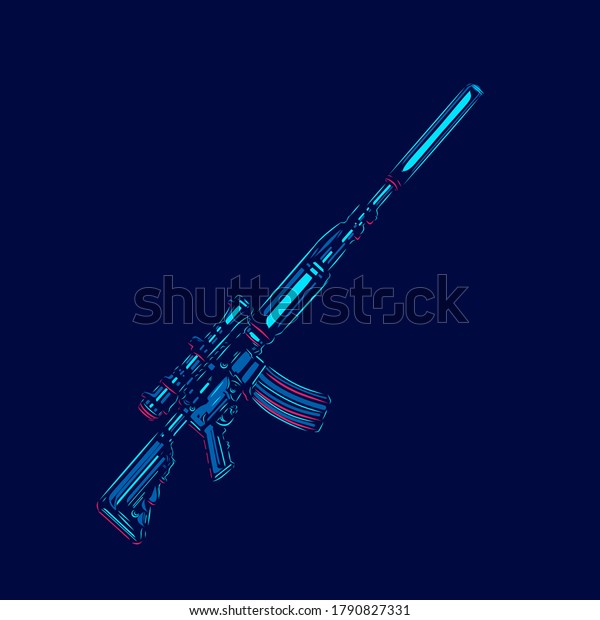 Sniper Machine Gun Line Pop Art Stock Vector (Royalty Free) 1790827331 ...