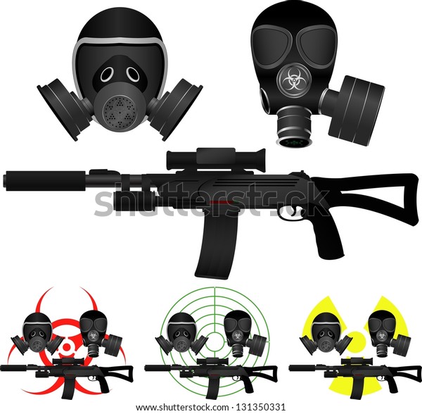 Sniper Rifle Gas Masks Vector Illustration: vector de stock (libre de ...