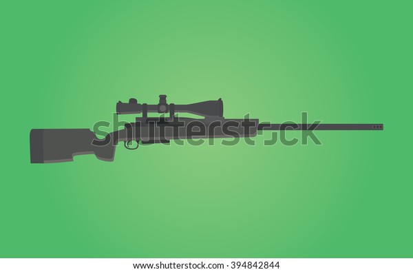 Sniper Rifle Gun Isolated Green Background Stock Vector (Royalty Free ...