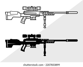 Sniper Rifles Svg Printable Vector Illustration Stock Vector (Royalty ...