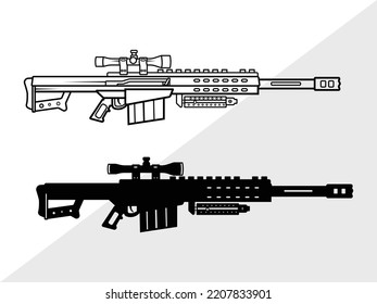 Sniper Rifles Svg Printable Vector Illustration Stock Vector (Royalty ...