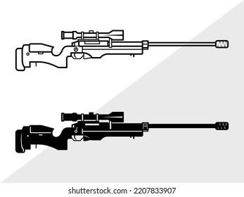 Sniper Rifles Svg Printable Vector Illustration Stock Vector (Royalty ...