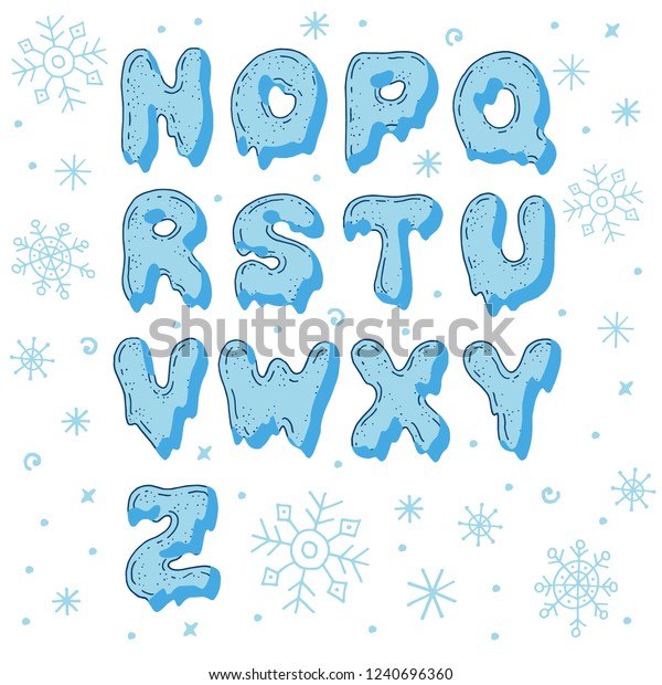 Snow Alphabet Winter Font Vector Isolated: vector de stock (libre de ...