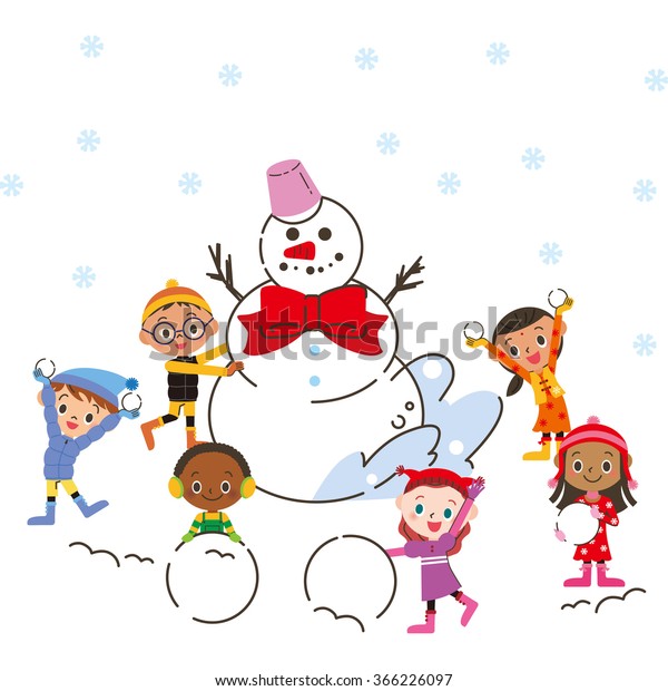 Snow Child Who Plays Stock Vector (Royalty Free) 366226097