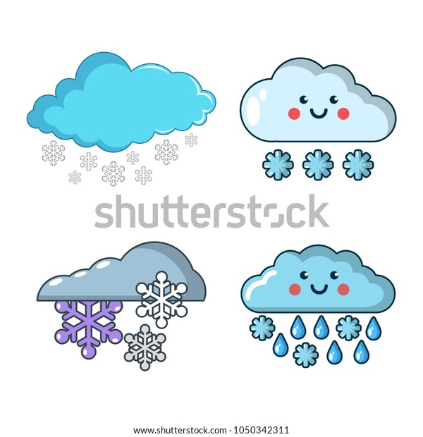 Snow Cloud Icon Set Cartoon Set Stock Vector (Royalty Free) 1050342311 ...
