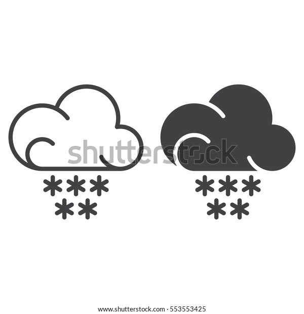 Snow Cloud Line Icon Outline Filled Stock Vector (Royalty Free) 553553425