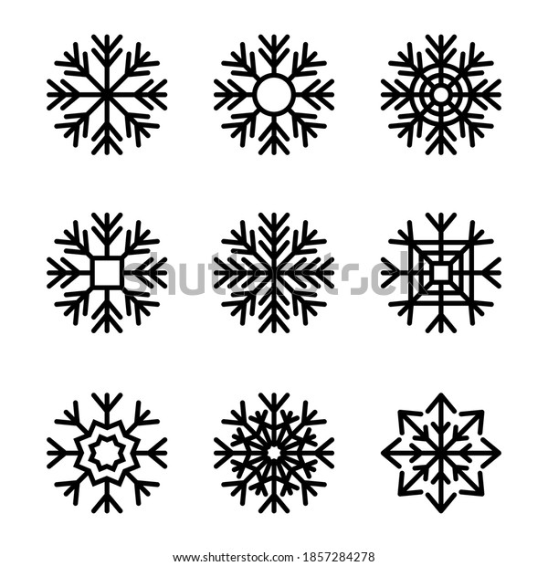Snow Crystal Icon Collection Set Stock Vector (Royalty Free) 1857284278 ...