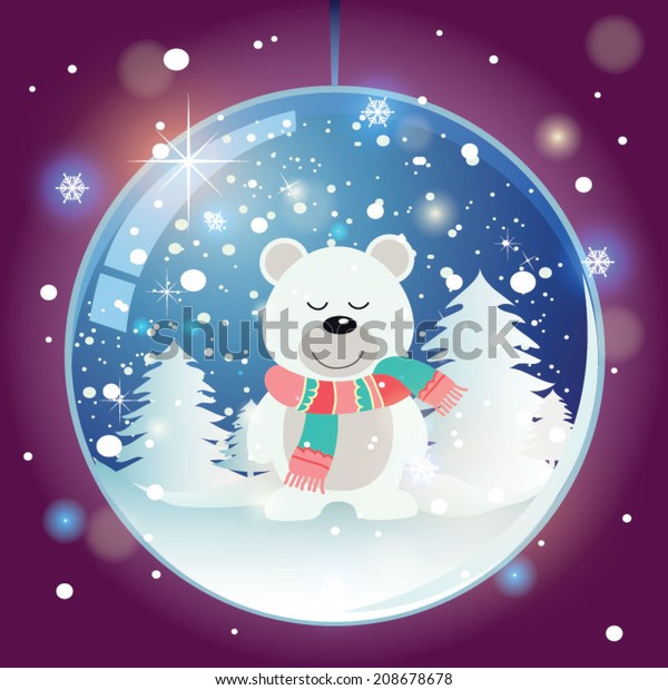 Snow Globe Polar Bear Vector Illustration Stock Vector (Royalty Free ...