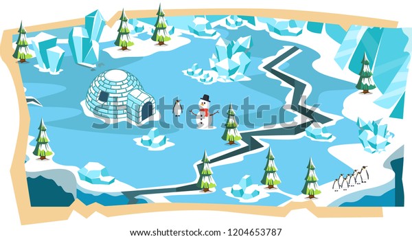 Snow Landscape 2d Game Maps Blue Stock Vector (Royalty Free) 1204653787 ...