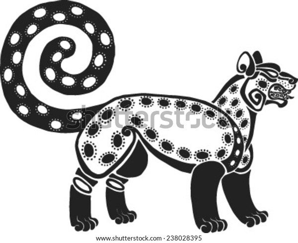 Snow Leopard Spiral Tail Scythian Tattoos Stock Vector (Royalty Free ...