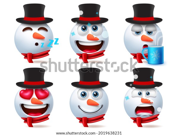 Snow Man Emoji Characters Vector Set Stock Vector (Royalty Free ...