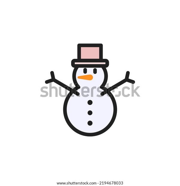 Snow Man Icon Vector Christmas Day Stock Vector (Royalty Free ...