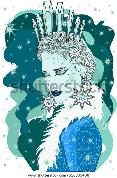 Snow Queen Vector Illustration Stock Vector (Royalty Free) 516835438