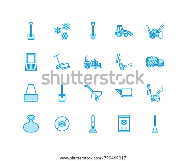 Snow Removal Flat Line Icons Ice Stock Vector (Royalty Free) 790469017