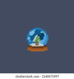 Snow Spruce Tree Round Glass Pixel Stock Vector (Royalty Free ...