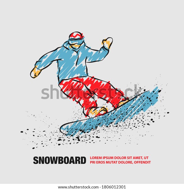 Snowboarder Fast Riding Snow Flash Effect Stock Vector (Royalty Free ...