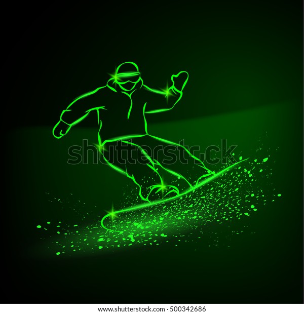 Snowboarder Fast Riding Snow Flash Effect Stock Vector (Royalty Free ...
