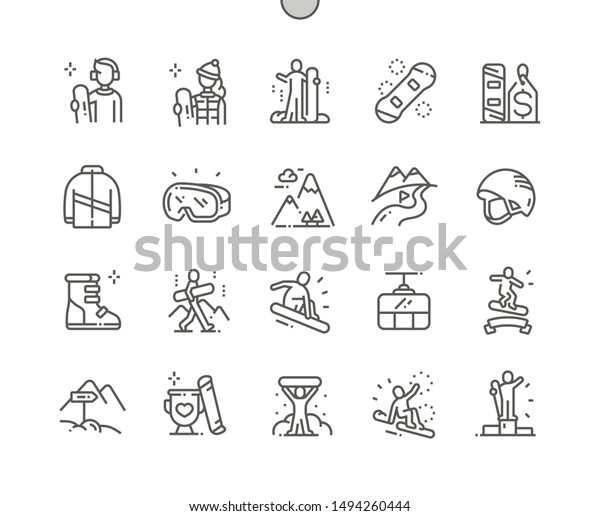 Snowboarding Wellcrafted Pixel Perfect Vector Thin Stock Vector ...