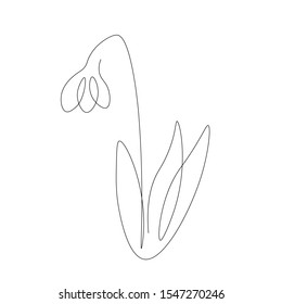 Snowdrop Flower One Line Drawing Floral Stock Vector (Royalty Free ...