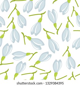 Snowdrop Seamless Pattern Cute Cartoon Vector Stock Vector (Royalty ...