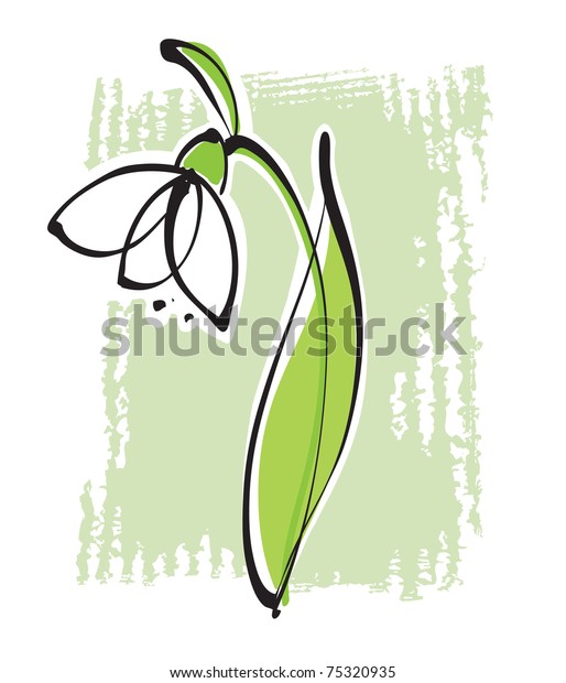 Snowdrop Simple Freehand Calligraphic Drawing Stock Vector (Royalty ...