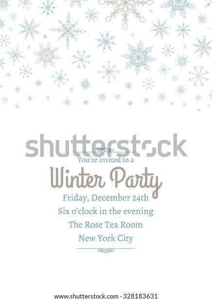 Snowflake Party Invitation One Stock Vector (Royalty Free) 328183631 ...