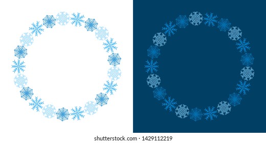 Snowflake Round Frame On White Blue Stock Vector (Royalty Free ...