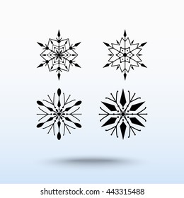 Snowflake Sign Icons Vector Illustration Flat Stock Vector (Royalty ...
