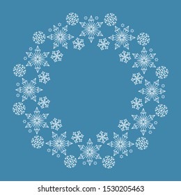 Snowflakes Circle On Blue Background Stock Vector (Royalty Free ...