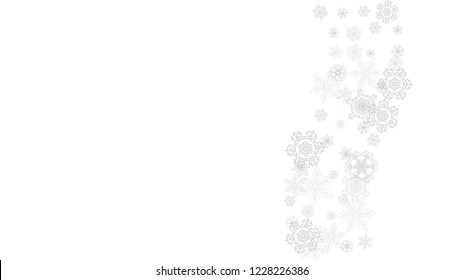 Snowflakes Falling On White Background Horizontal Stock Vector (Royalty ...