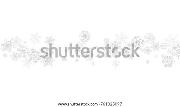 Snowflakes Falling On White Background Horizontal Stock Vector (Royalty ...