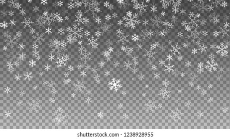 Snowflakes On Transparent Background Snowfall Vector Stock Vector ...