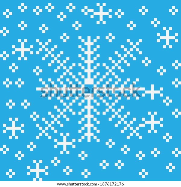 Snowflakes Pixel Art Vector Illustration Merry Stock Vector (Royalty ...