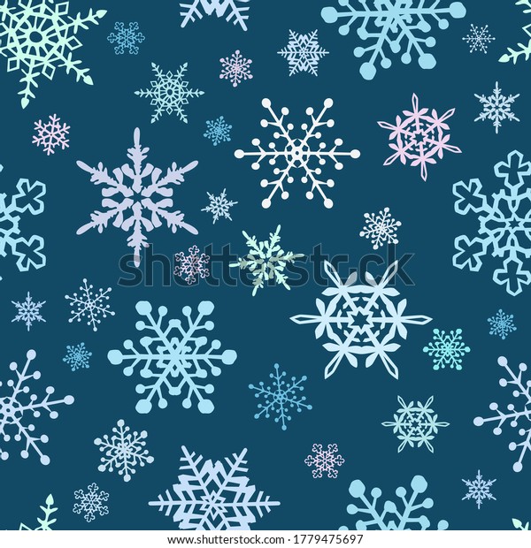 Snowflakes Seamless Pattern Many Snowflakes On Stock Vector (Royalty ...