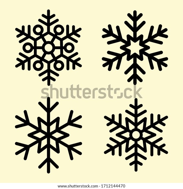 Snowflakes Snow Silhouette Vector Design Set Stock Vector (Royalty Free ...