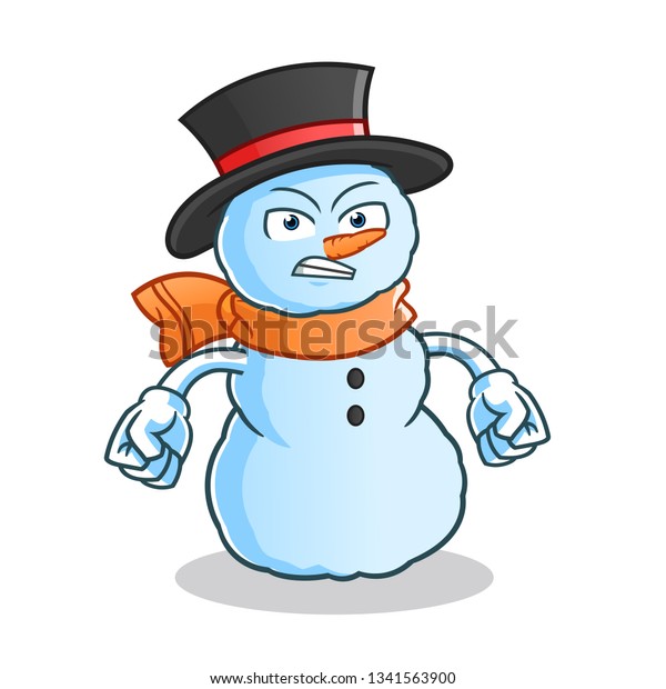 Snowman Angry Mascot Vector Cartoon Illustration Stock Vector (Royalty ...