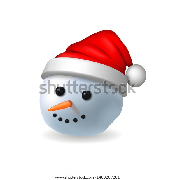 Snowman Face 3d Realistic Snowman Head Stock Vector (Royalty Free ...