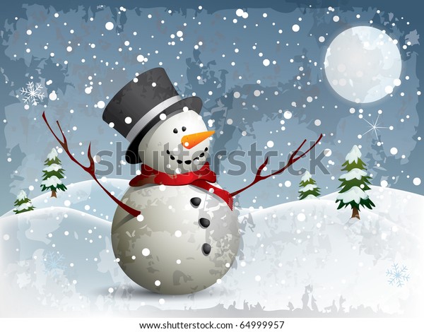 Snowman Full Moon Night Background Stock Vector (Royalty Free) 64999957 ...