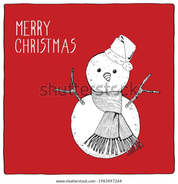 Snowman Hand Drawing Style Stock Vector (Royalty Free) 1983497264 ...